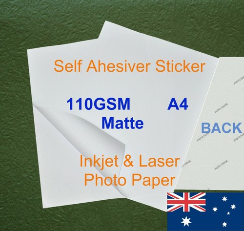 35 X A4 110GSM Inkjet & Laser Matte Photo Paper Sticker Adhesive ( Back ...
