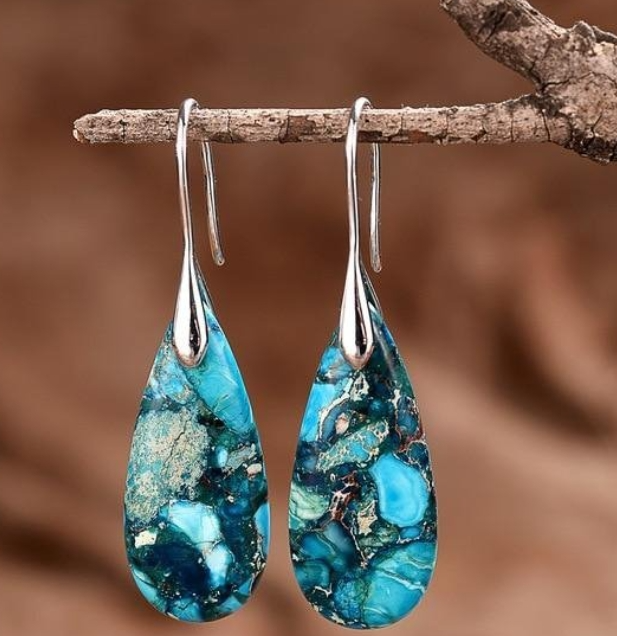 Natural Blue Imperial Jasper Stone Ocean Energy Protection Teardrop ...