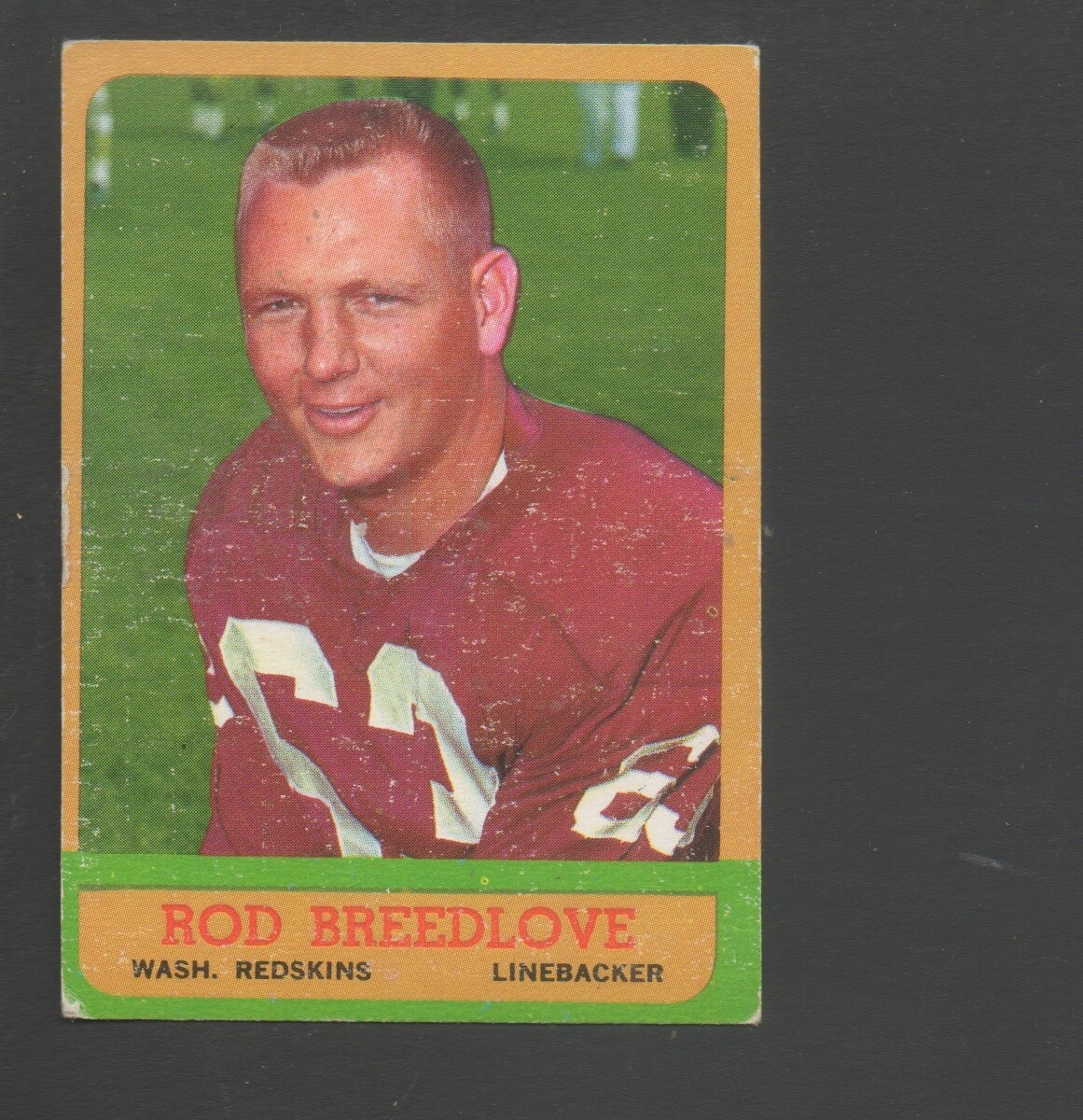 1963 Topps Football Card #166 Rod Breedlove-Washington Redskins Vg Ex ...