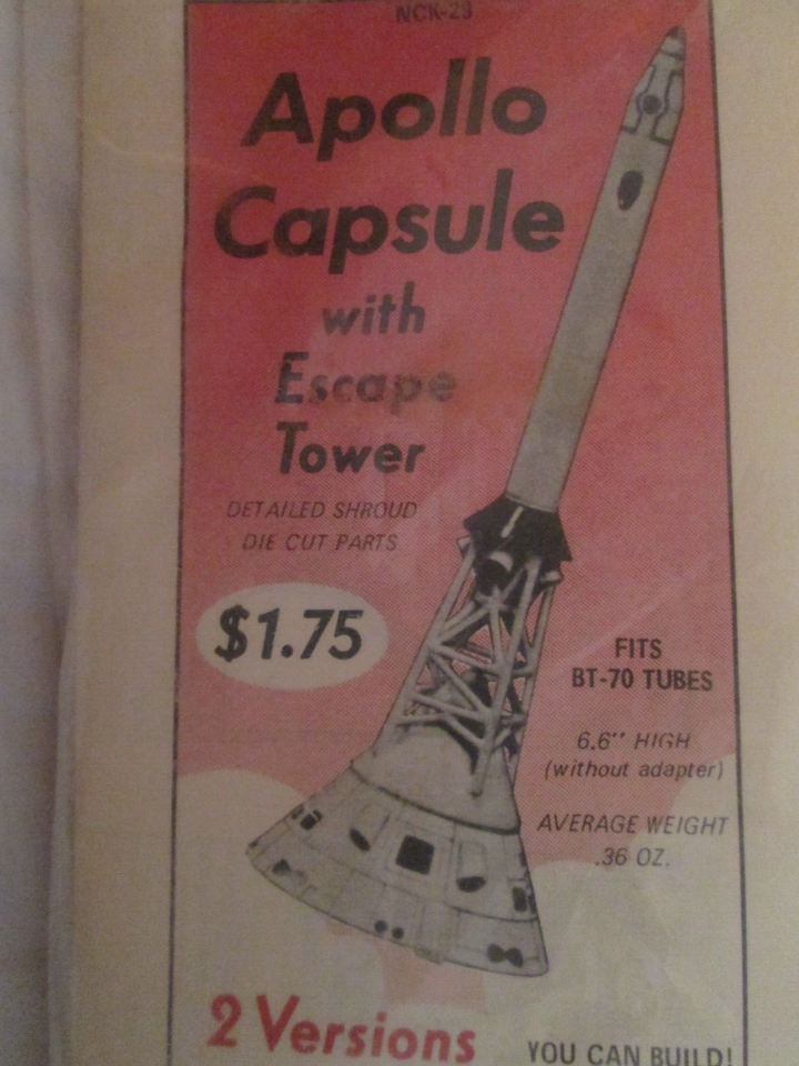 Old Rare Estes Astron Apollo Capsule Model Rocket #NCK-29 OOP 1965 Free ...