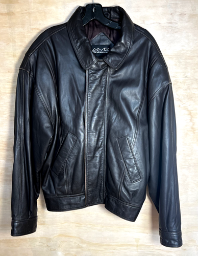 Andrew Marc AM2 Mens Leather Bomber Style Jacket Soft Dark Brown Large ...