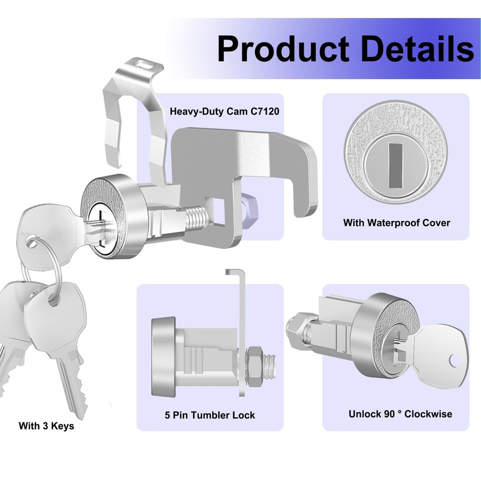 3 Pack Mailbox Locks with Keys Replacement,Mail Box Lock Heavy-Duty ...