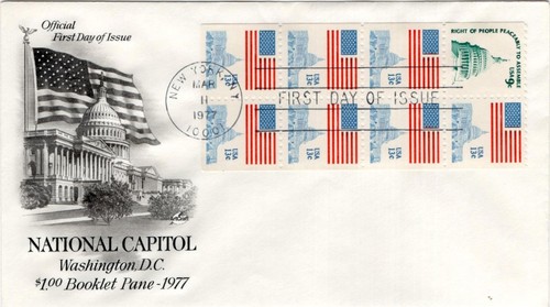First day cover, Scott #1623c, Flag/Capitol pane, Artcraft cachet, 1977 ...