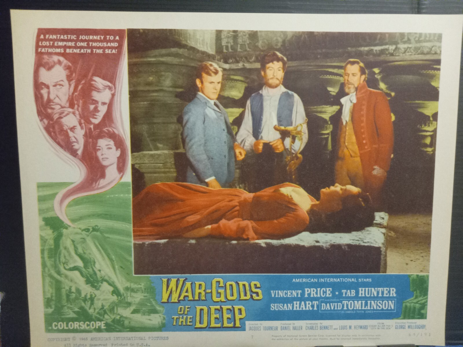 Lobby Card 1965 WAR-GODS OF THE DEEP Vincent Price Tab Hunter Susan ...