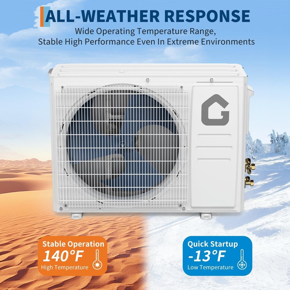 9K 12K 18K 24K BTU Ductless Mini Split Air Conditioner & Heat Pump ...