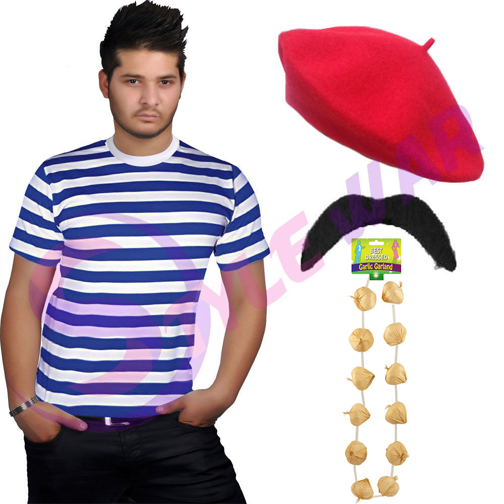 MENS FRENCH MAN Fancy Dress Costume FRANCE Waiter Frenchman Stag Party ...