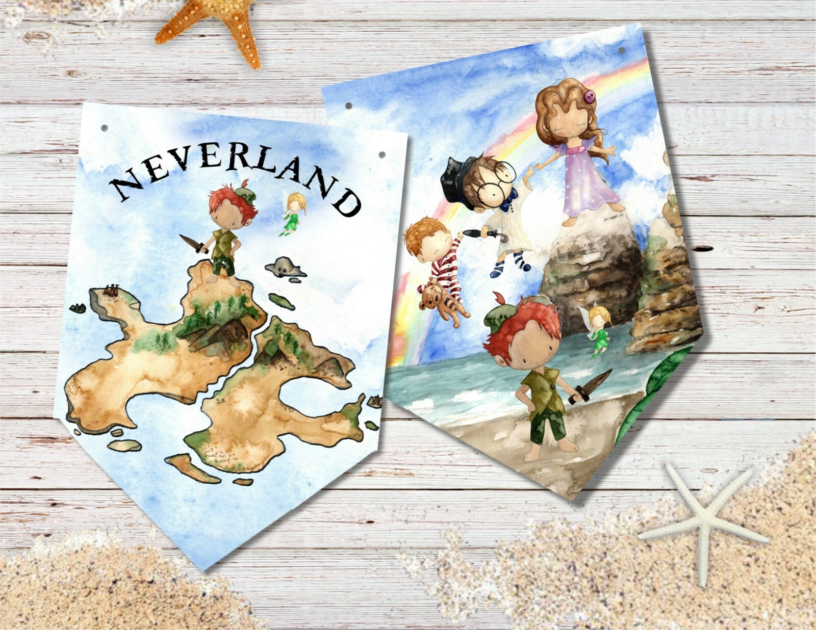 Neverland Peter Pan Bunting Banner & Ribbon - 8 Flags | eBay UK