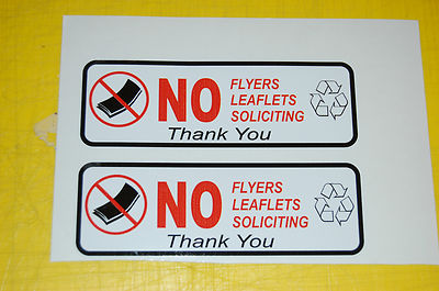 2 NO Flyers Soliciting vinyl sticker home security outdoor safety Mail ...