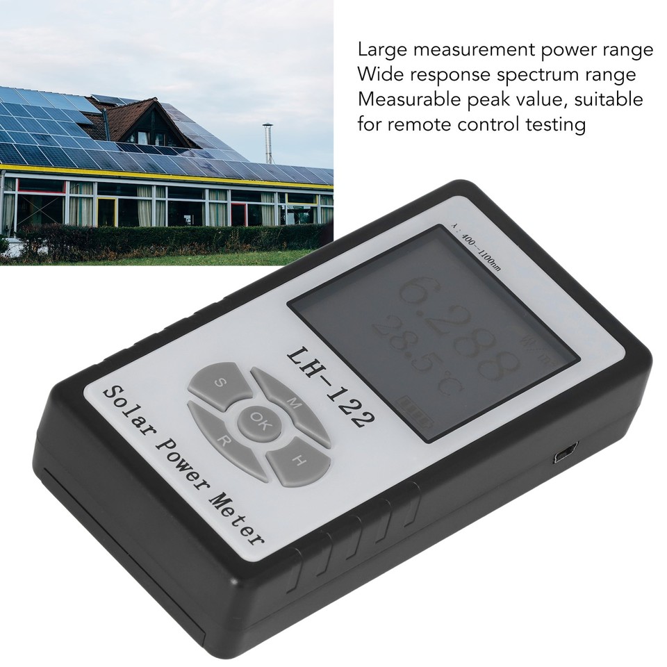 Solar Power Meter Digital Radiation Handheld Sun Light Energy Measuring ...