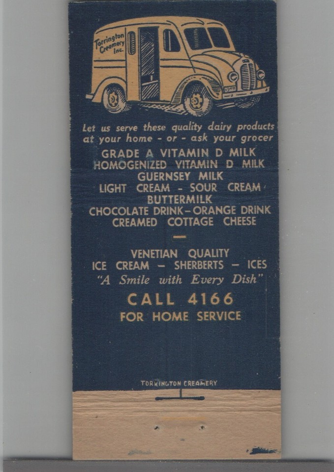 Matchbook Cover Torrington Creamery Torrington, CT | eBay