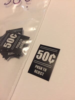 Push To Reject Arcade Coin Door Button Insert - .50¢ Cents - 20 Pack ...