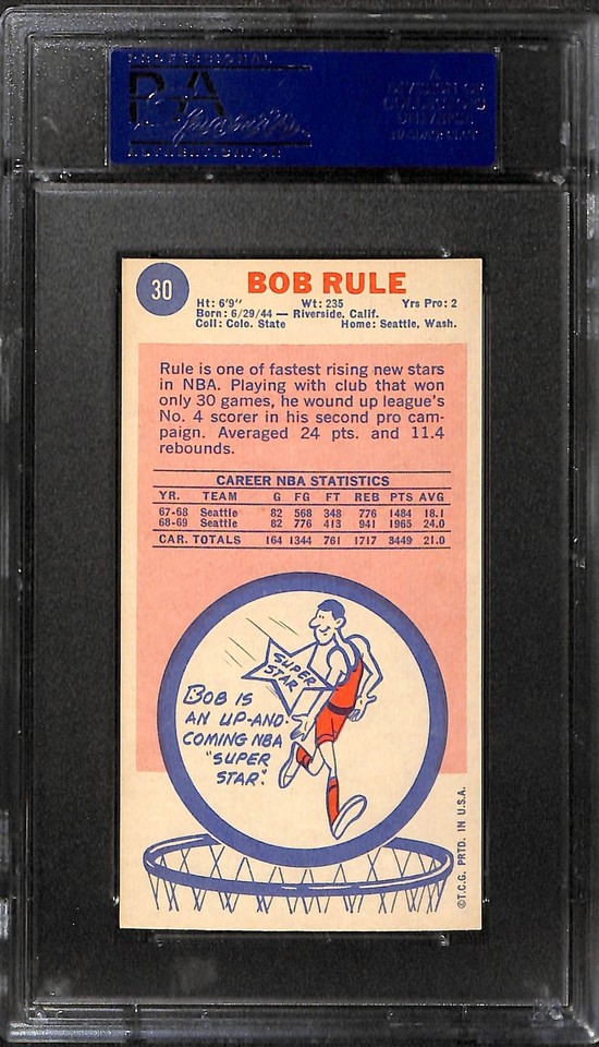 1969 TOPPS #30 BOB RULE PSA 9 Mint 90408321 | eBay