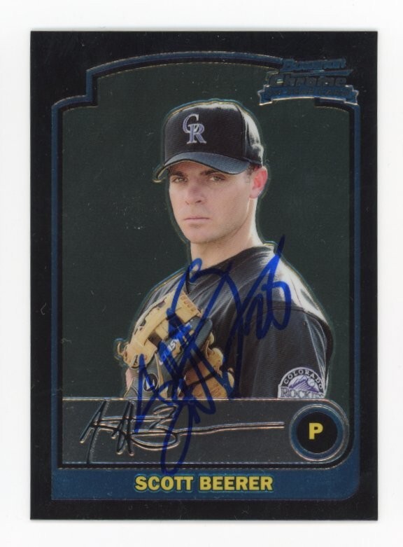 SIGNED BASEBALL CARD AUTO COLORADO ROCKIES SCOTT BEERER 2003 BOWMAN ...