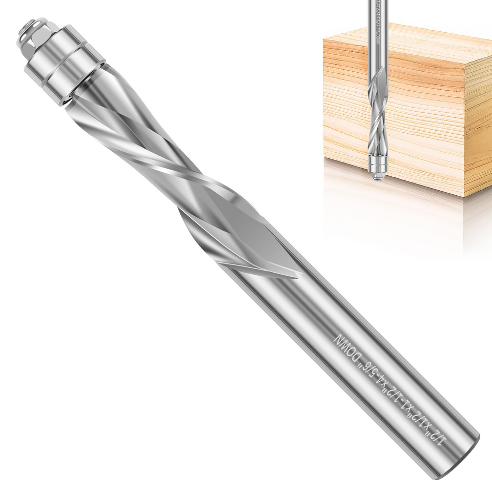 Downcut Spiral Flush Trim Router Bit Solid Carbide Flush Trim End Mill ...