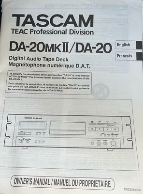 TASCAM DA20 MkII DAT MANUAL | eBay