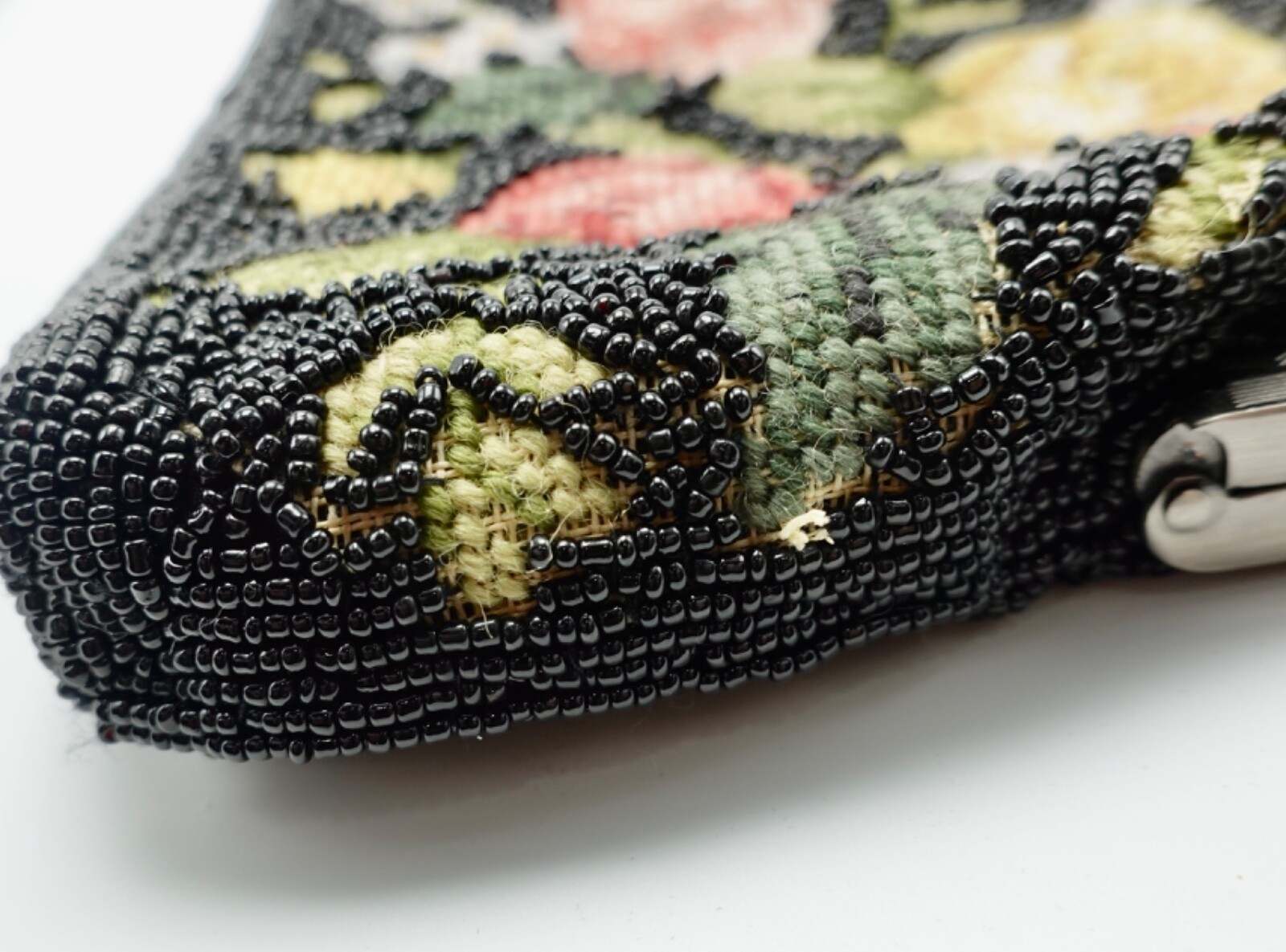 Moni Couture Vintage Beaded Handbag Purse Clutch Black Rose Florals | eBay