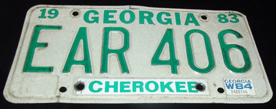 1983 GEORGIA LICENSE PLATE EAR 406 | eBay
