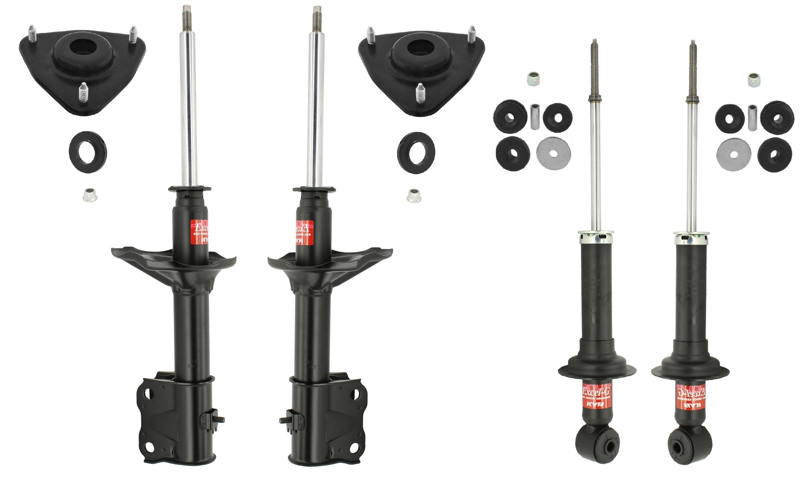 KYB Front & Rear Suspension Struts and Mounts Kit For Mitsubishi Lancer ...
