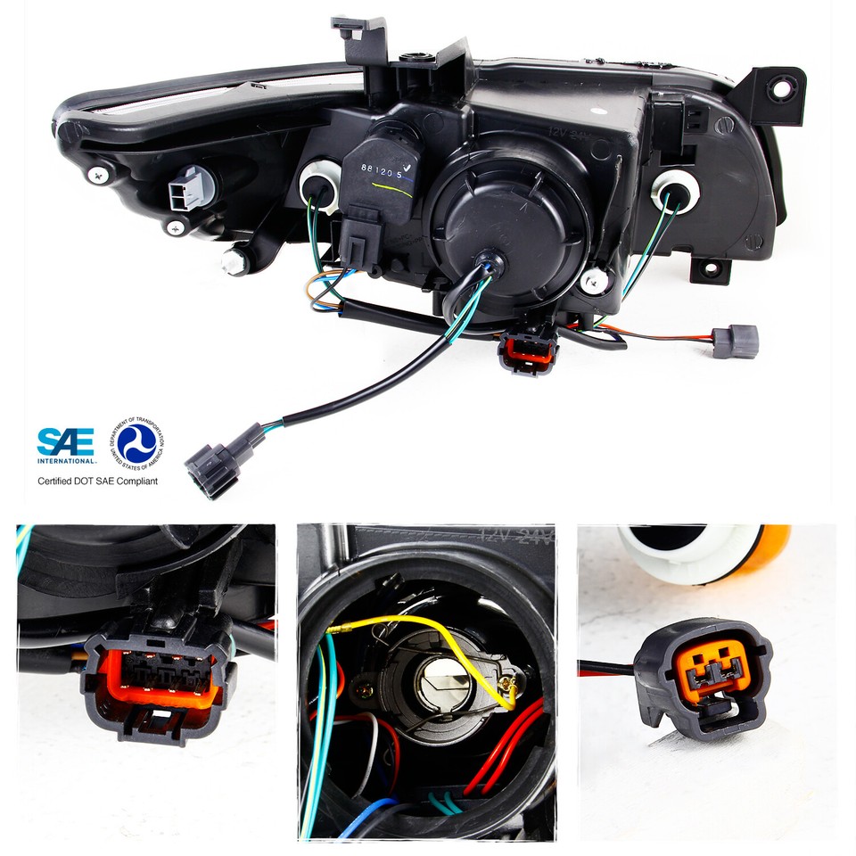 [SWITCHBACK Turn Signal]Fit 2003-08 FX35 FX45 Black DRL LED Projector ...