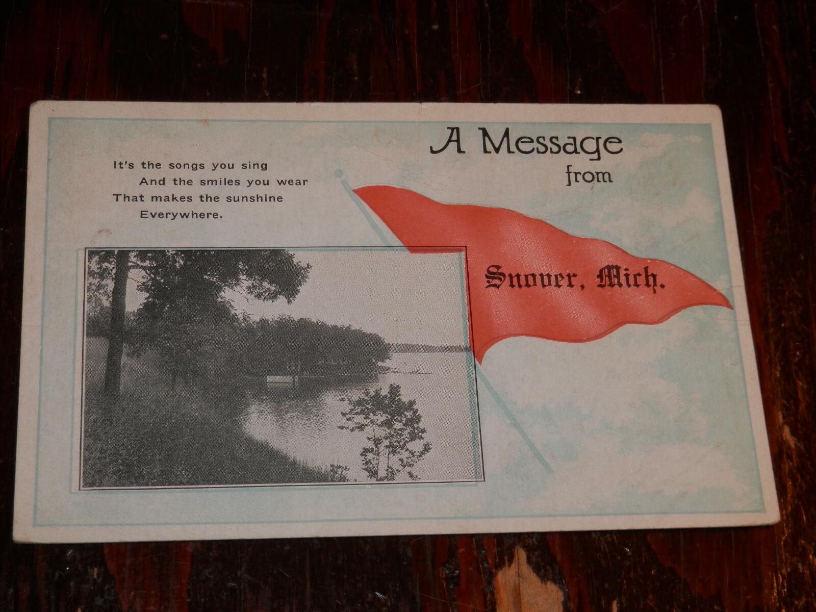 SNOVER MI - RARE OLD POSTCARD - A MESSAGE FROM...- SANILAC COUNTY | eBay