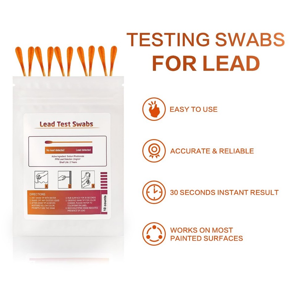 Lead Test Kit for Dishes, 10 Pcs Rapid Lead Test Swabs, Lead Testing ...