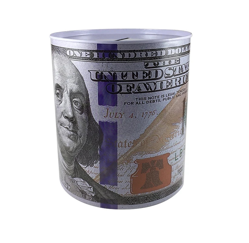 Large 6" Ben Franklin $100 Dollar Bill Money Coin Tin Savings Piggy ...
