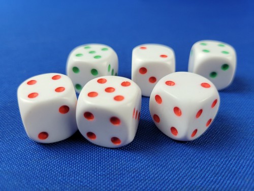 6 Piece D6 Red Green White Dice - Dungeons and Dragons AD&D Pathfinder ...