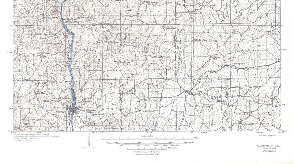 Dadeville Quadrangle Alabama 1906 Topo Map USGS 30 Minute Topographic ...