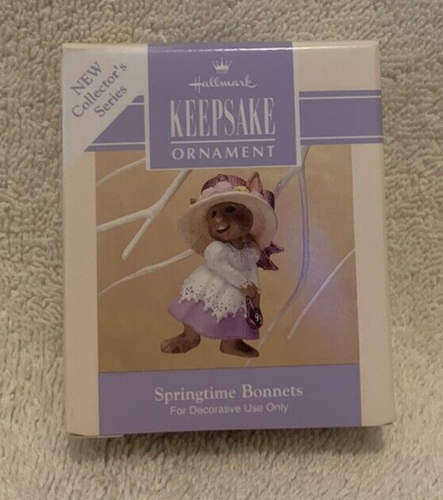 1993 Hallmark Keepsake Springtime Bonnets Easter Bunny Rabbit Ornament ...