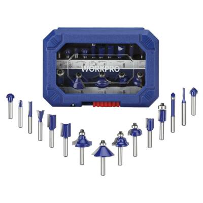 WORKPRO 15-Piece 1/4-Inch Router Bits Set Shank Tungsten Carbide Router ...
