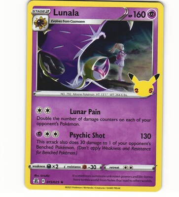 2021 Near Mint NM Pokemon 015/025 E Lunala Holo Celebrations 25th | eBay