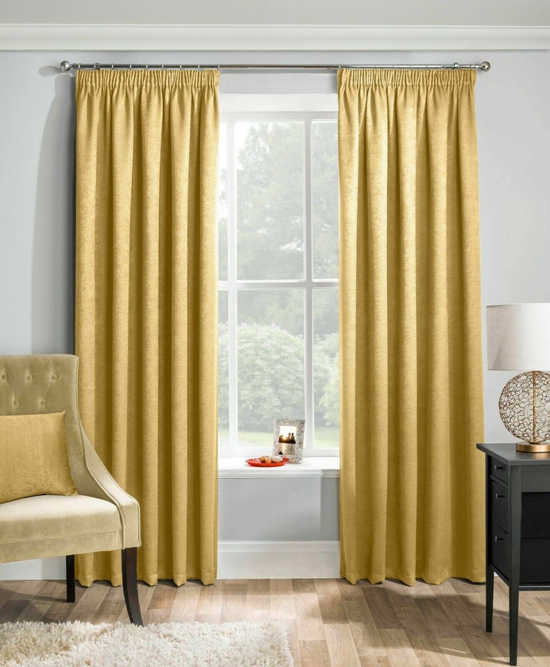 MATRIX PLAIN THERMAL WOVEN BLOCK OUT LINED CURTAINS 3" PENCIL PLEAT ...
