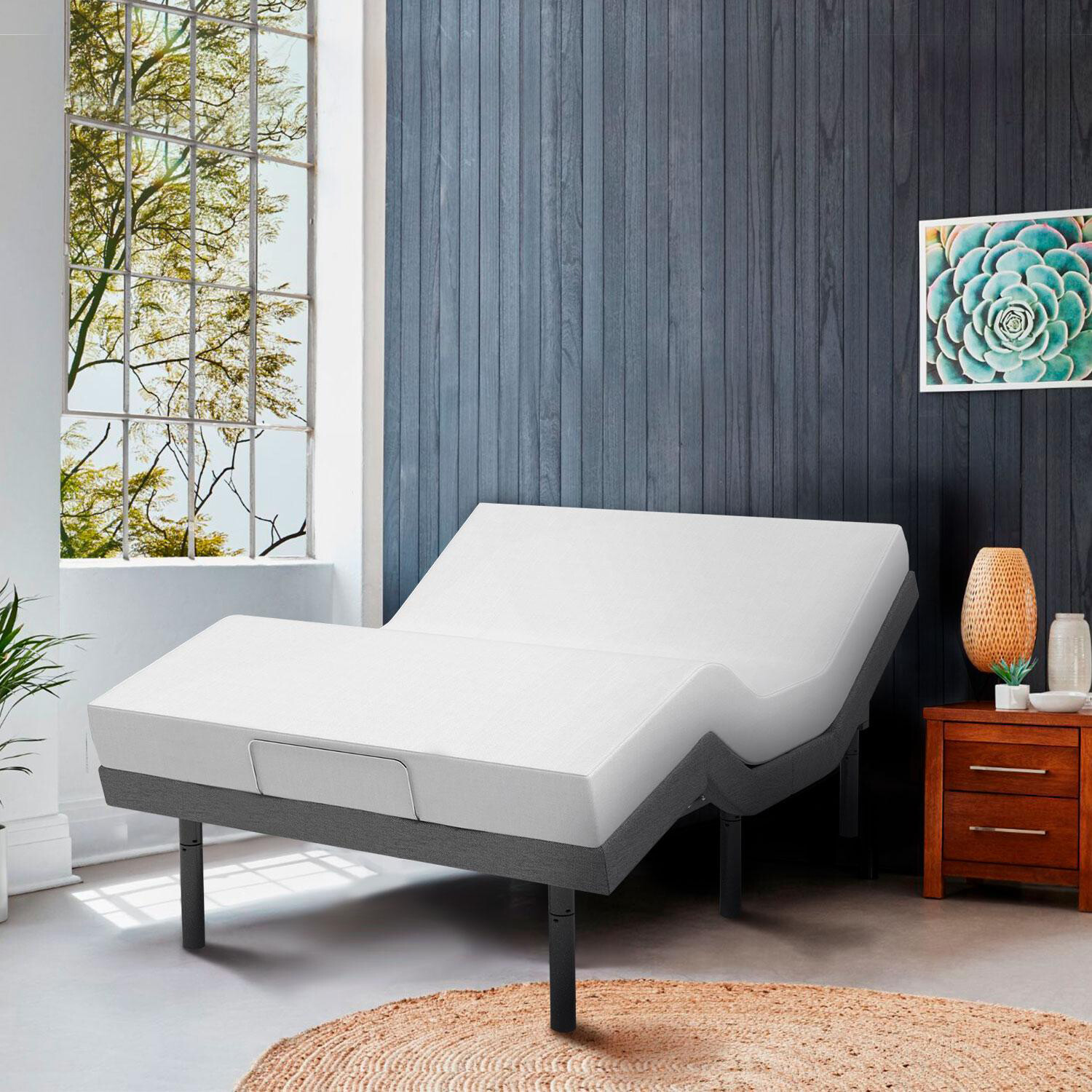 Full Adjustable Upgraded Bed with Massage USB Wireless Remote and 12 ...