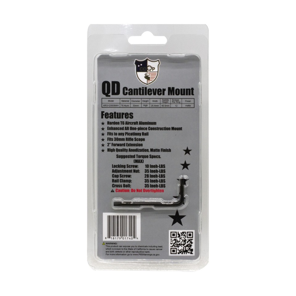 CCOP USA 30mm QD Cantilever Scope Mount Rings Set for Picatinny Rail ...