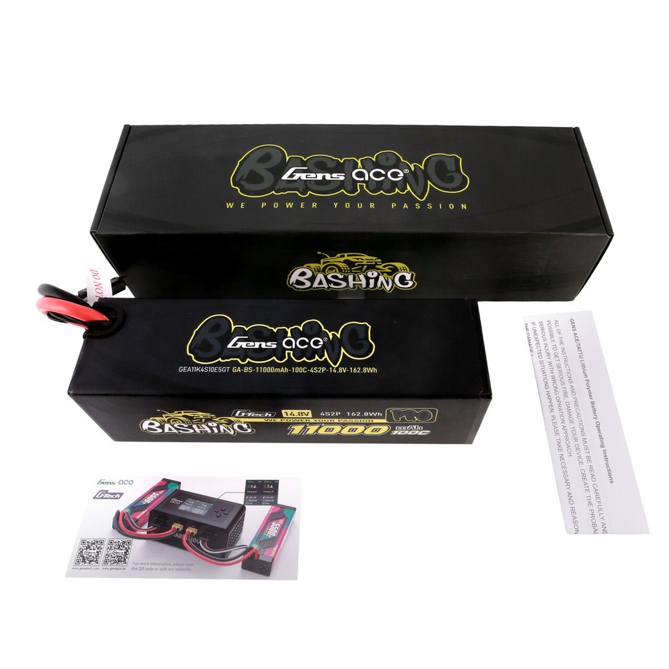 2X Gens Ace Bashing G-Tech 11000mah 14.8V 100C 4S Lipo Battery EC5 For ...
