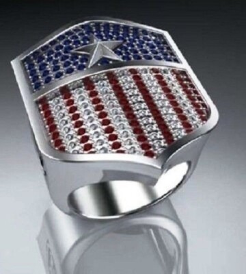Captain America Ring Men's White CZ Anniversary Ring Style 925 Sterling ...