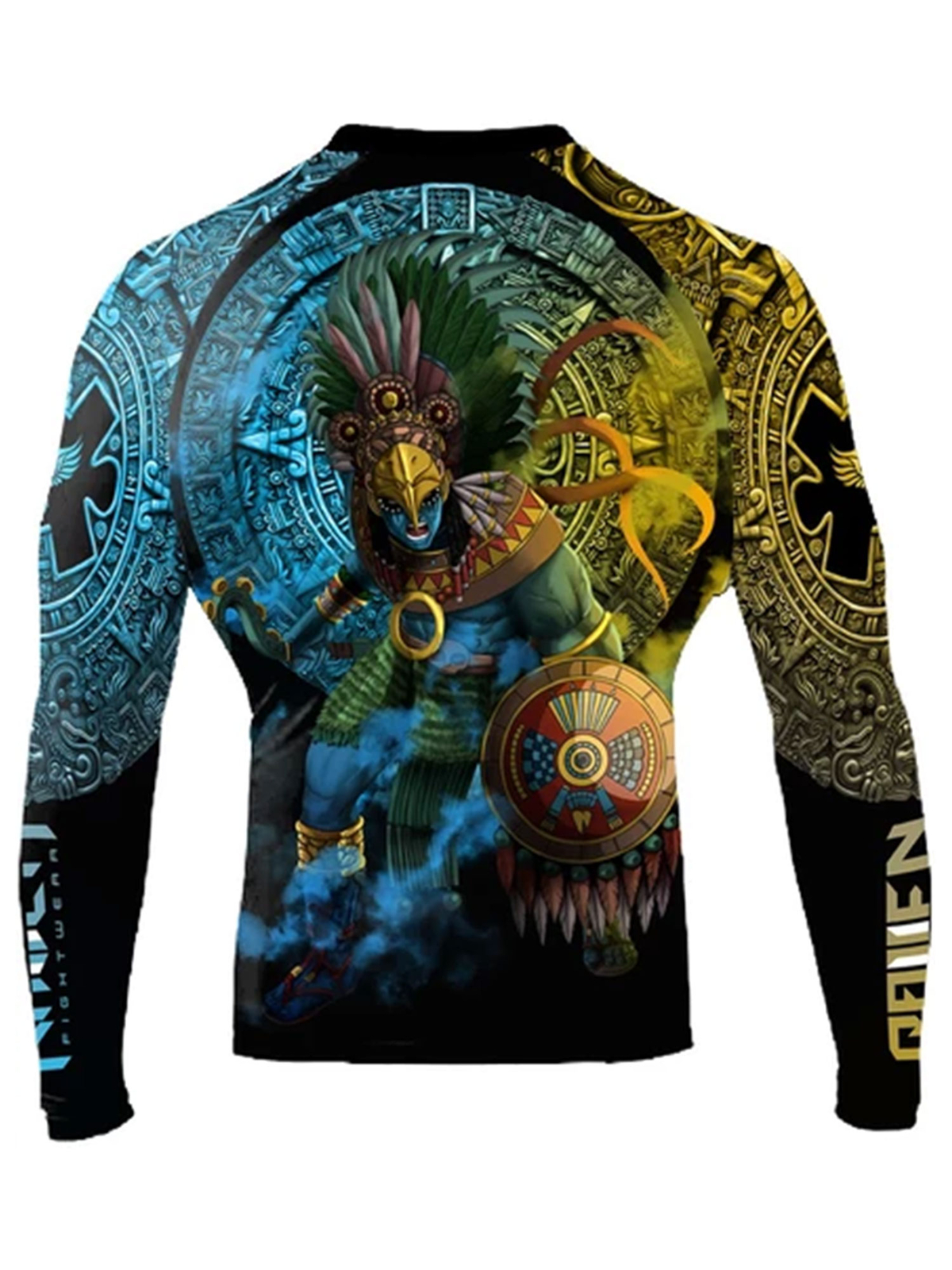 Raven Fightwear Men's Huitzilopochtli Aztec Rash Guard MMA BJJ Black | eBay