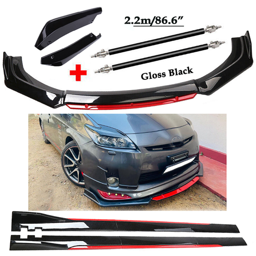 For Toyota Prius Front Bumper Rear Spoiler Splitter Body Kit+Side Skirt ...