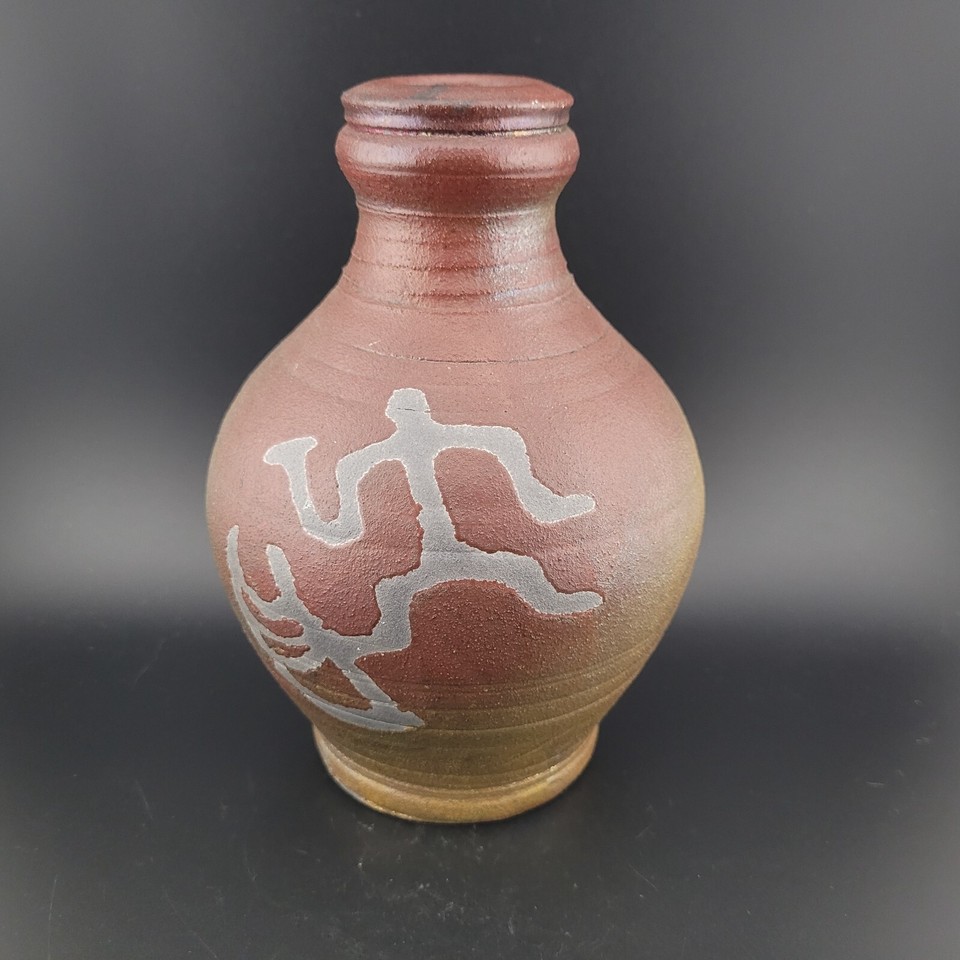 Rick Cosci Raku Vase Bottle Signed Native Maui Hawaiian Pottery 1994 ...