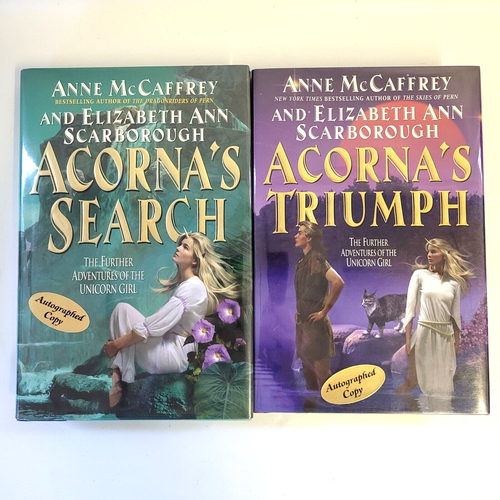 Lot (2) Acorna's Search & Triumph SIGNED Anne McCaffrey Scarborough COA ...