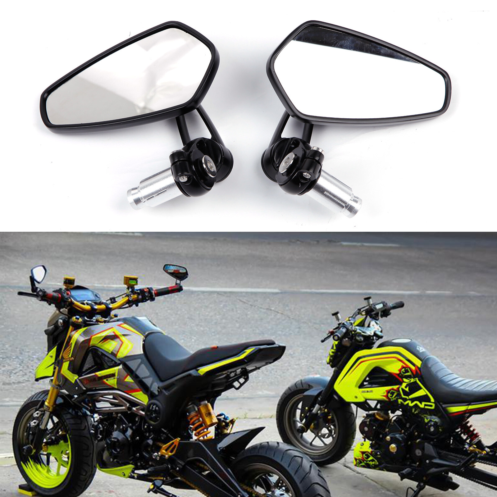 Black 7/8" Handle Bar End Mirrors For 2014 2015 2017 2018 2019 Honda ...