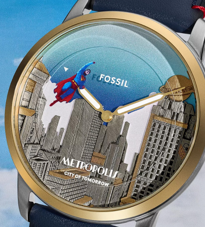 FOSSIL x Superman Limited Edition Watch Blue Leather DC Comics ...