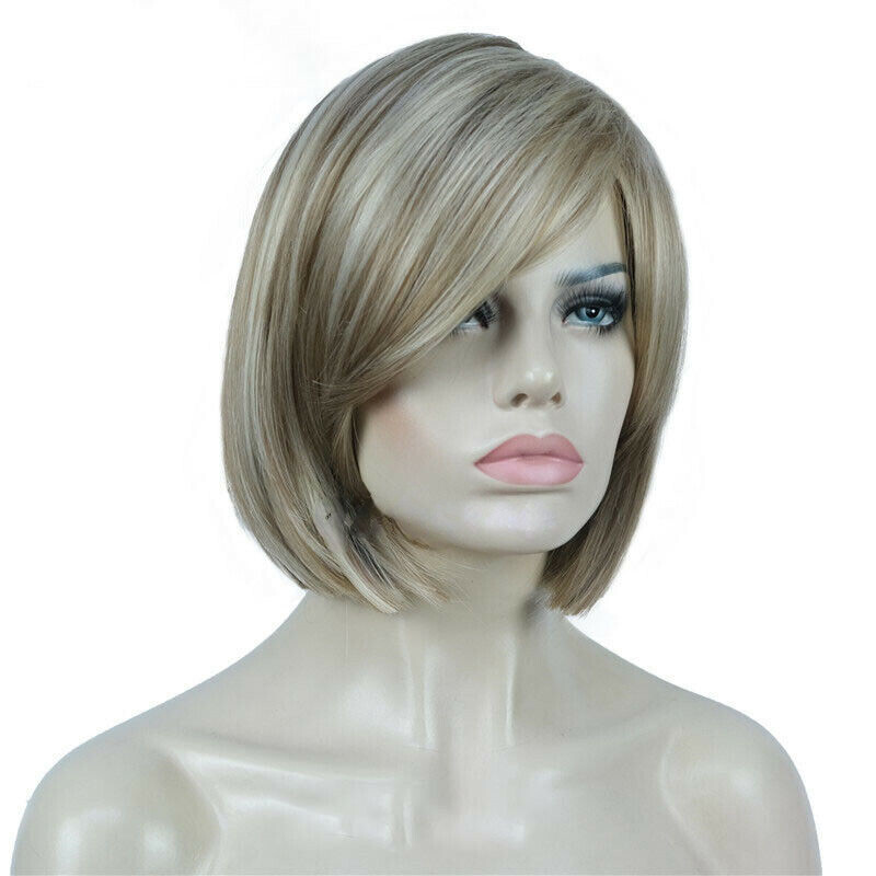 Women's Wig Natural Short Girl Straight Hair Wig Ladies Party Full Wig ...