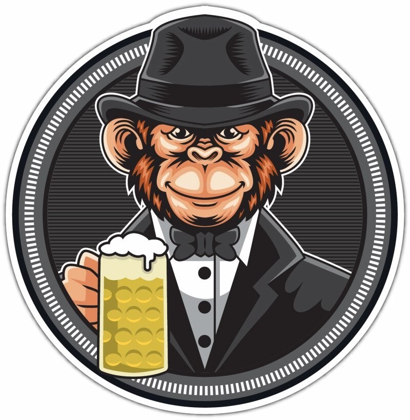 Drunk Monkey Mafia Gangster Chimpanzee Car Bumper Window Sticker Decal ...