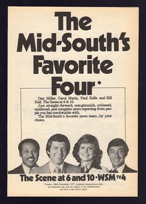 1978 WSM TENNESSEE TV NEWS AD ~ DAN MILLER CAROL MARIN PAUL EELLS BILL ...