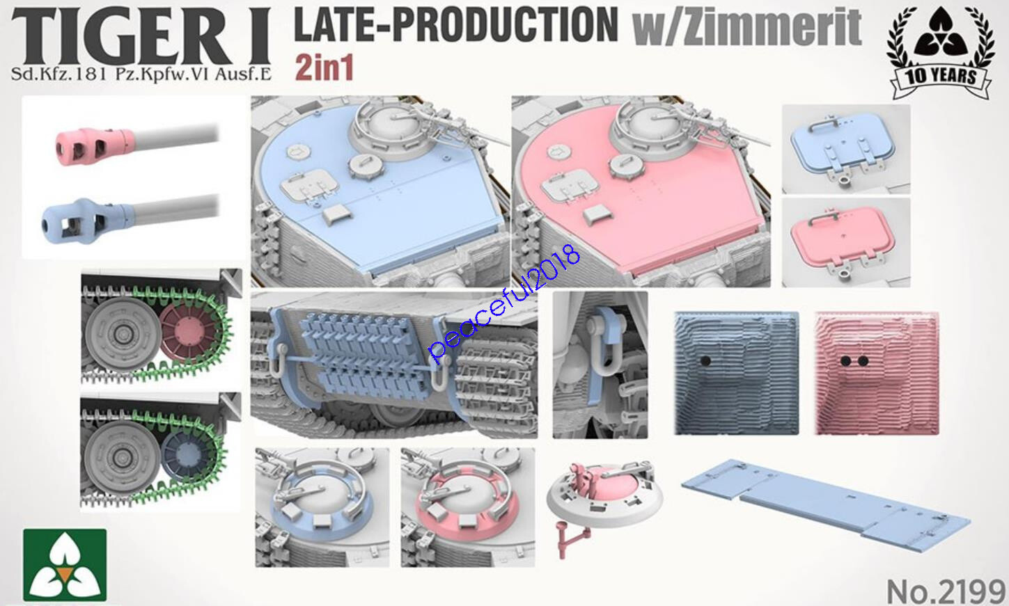 TAKOM 2199 1/35 Scale Tiger I Late Production w/Zimmerit Plastic model Model Kit | eBay