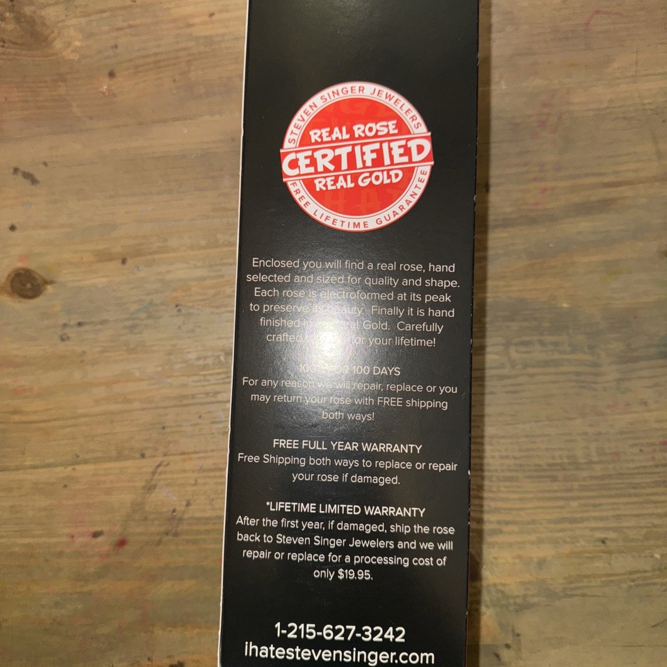 I Hate Steven Singer Forever Real Rose Dipped & Trimmed In 24k Gold New ...