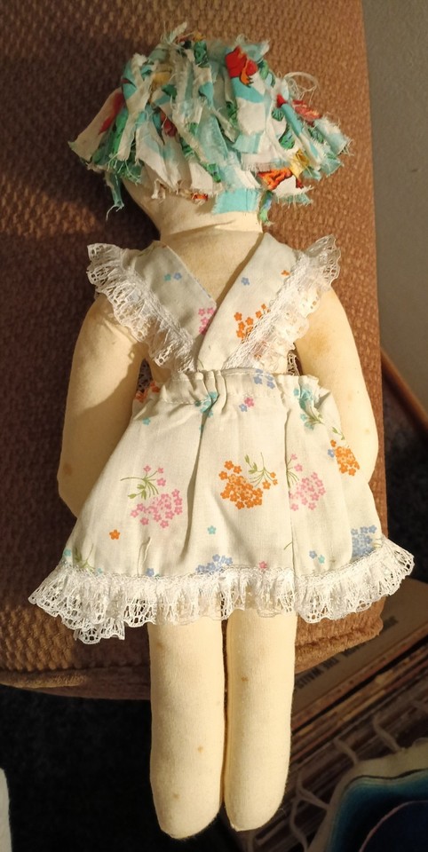 Antique Handmade Ragdoll Embroidered Vintage Rag Doll Cloth Pastel | eBay