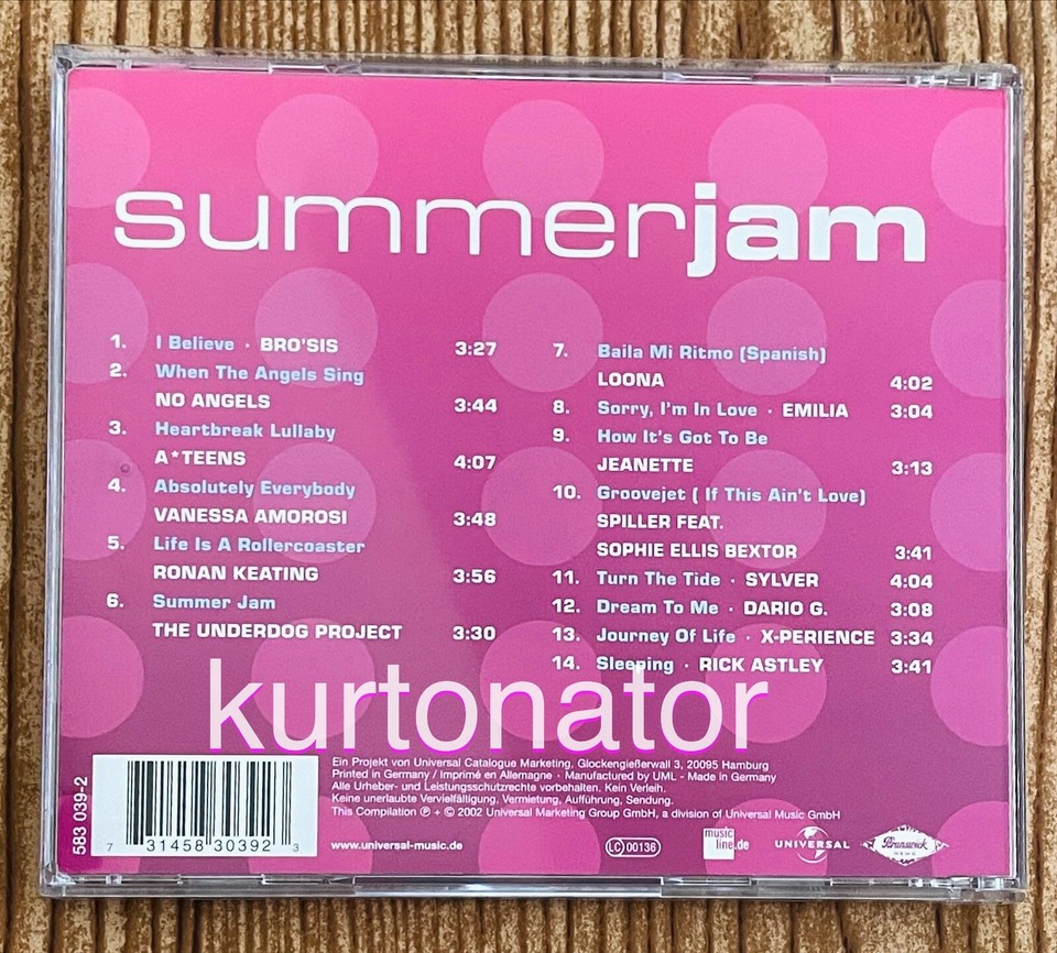 Summer Jam Sampler CD 2002 German Import No Angels A-Teens Loona Rick ...