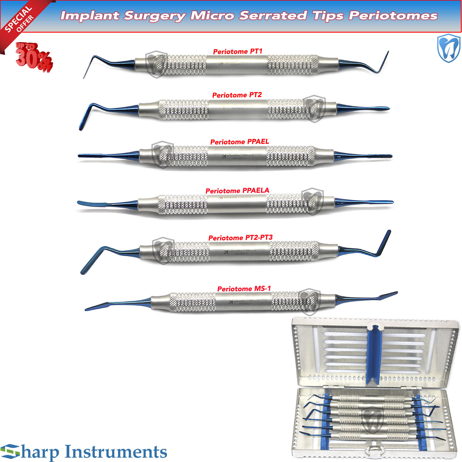 Dental Extraction Periotomes Set of 6 | PDL Ligament Elevators ...